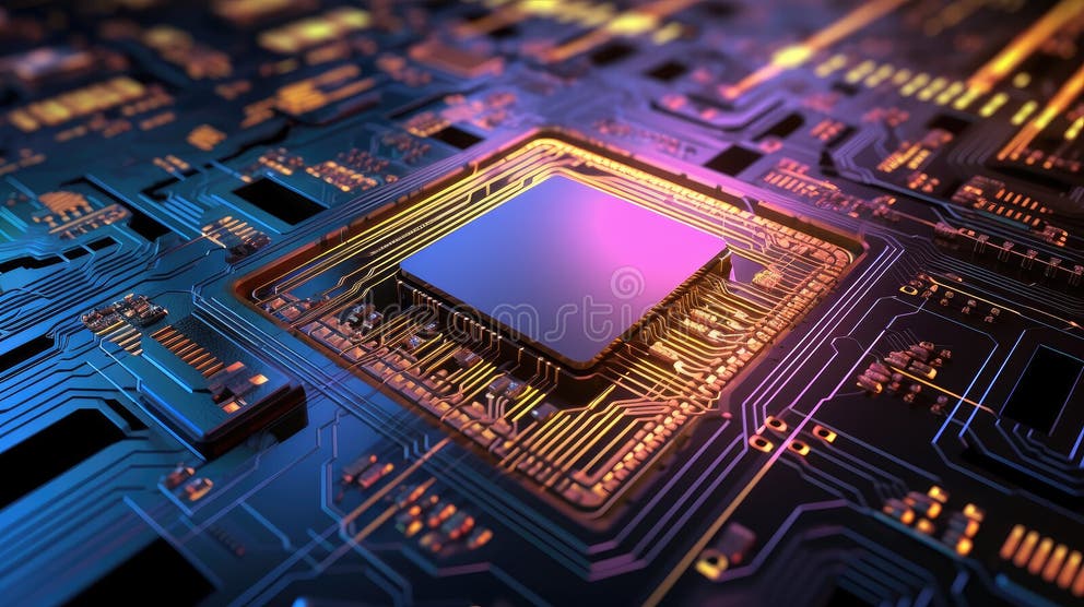 Advanced Technology Concept Visualization: Circuit Board CPU Processor ...