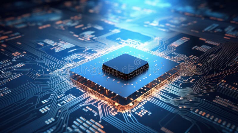 Advanced Technology Concept Visualization: Circuit Board CPU Processor ...