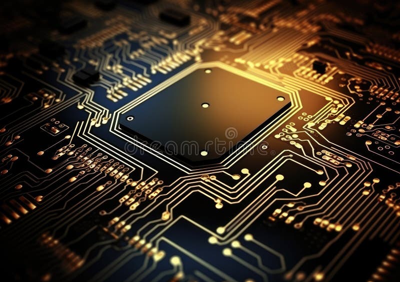 Advanced Technology Concept Visualization Circuit Board CPU Processor Microchip Starting ...