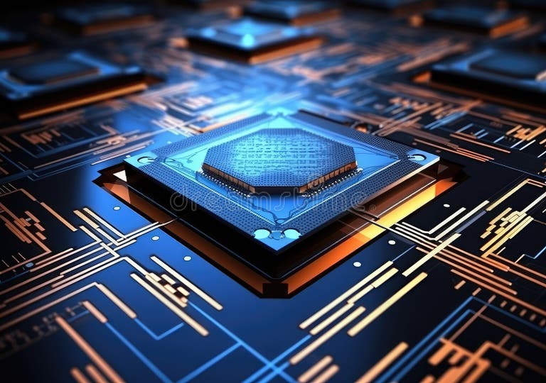 Advanced Technology Concept Visualization Circuit Board CPU Processor ...