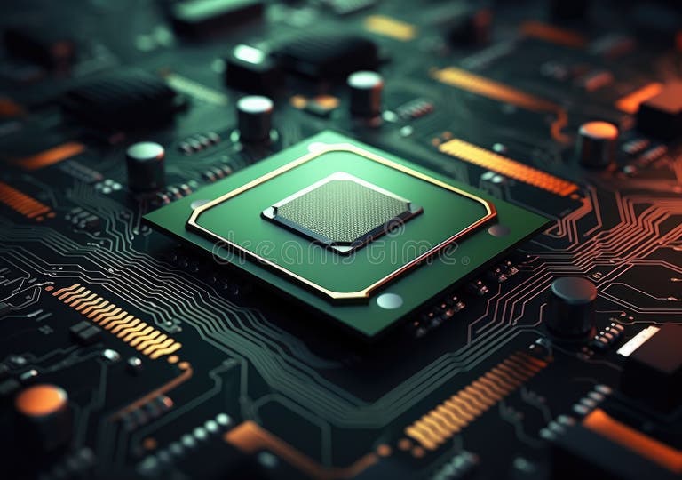 Advanced Technology Concept Visualization Circuit Board CPU Processor ...