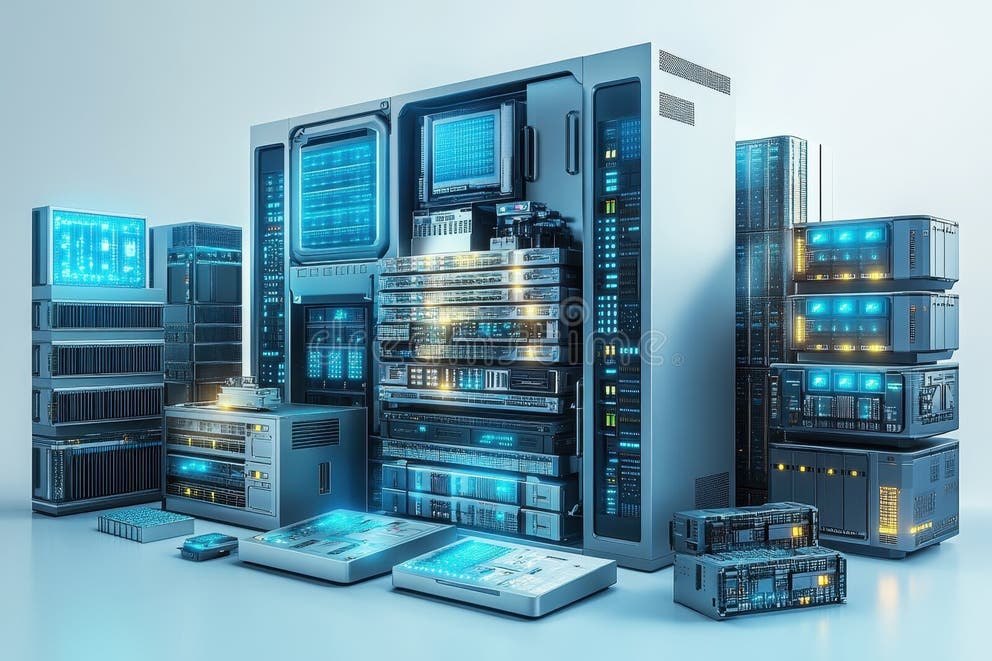 Advanced Technology and Data Storage Systems Arranged in a Modern ...