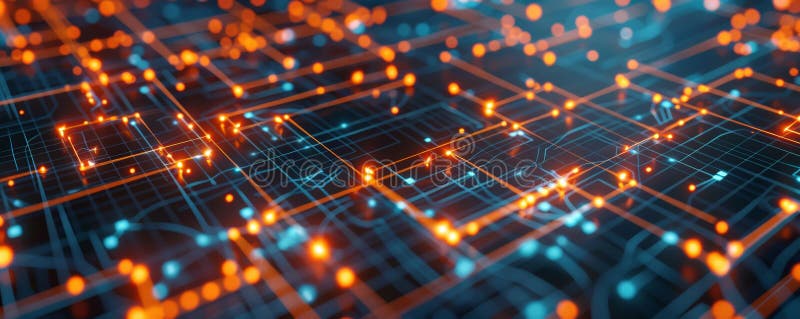 Advanced Technology Illustration Showcasing a Square Grid Pattern ...