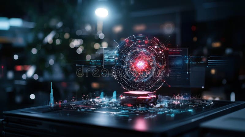 Advanced Technology Integration a Glowing Dashboard Display Futuristic ...