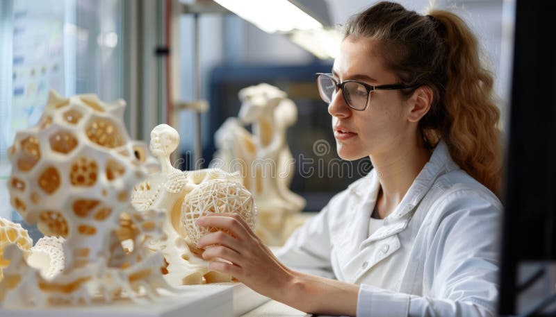 In the Advanced Technology Lab, an Engineer is Analyzing a 3D Model on a Computer AIG62 Stock ...