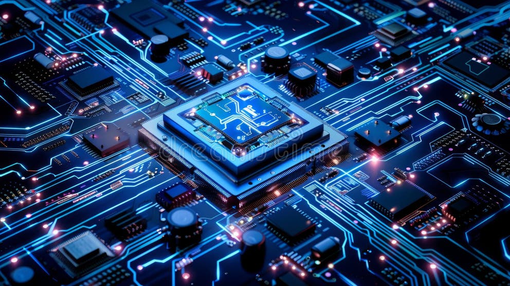 Advanced Technology Motherboard Circuit, Futuristic Computing System ...