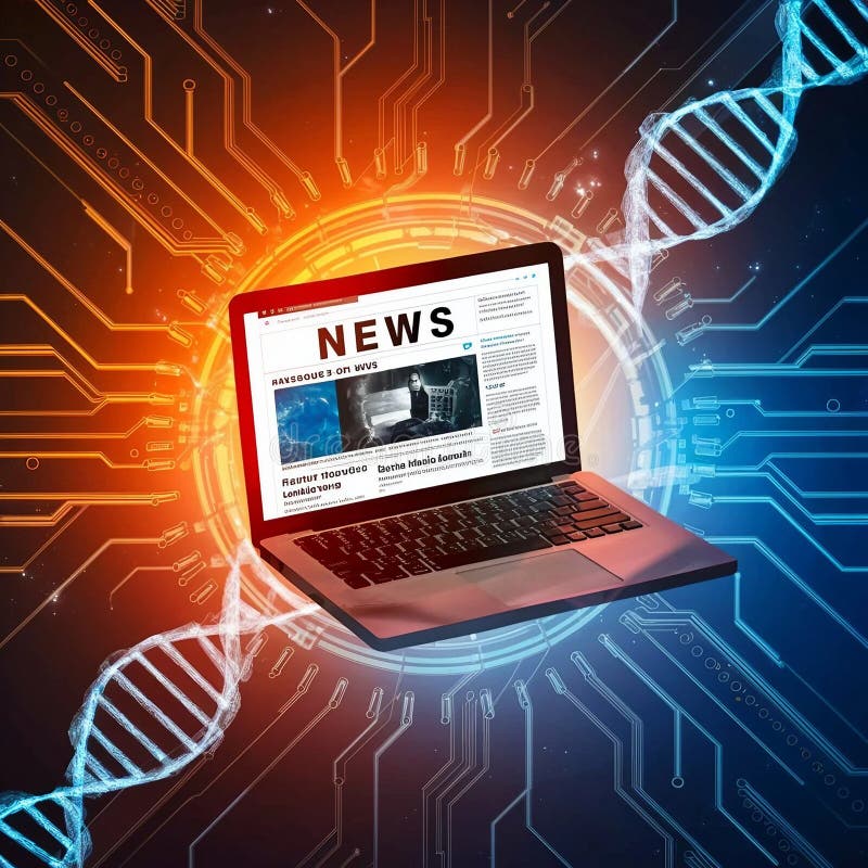 Advanced Technology News Visualization with Futuristic Graphics Stock ...