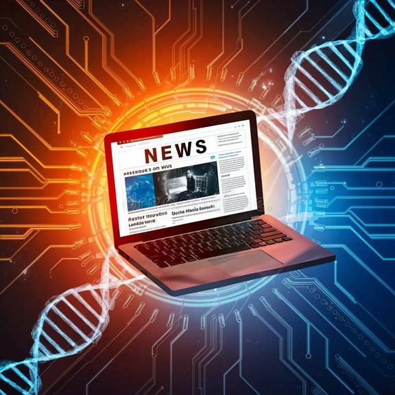 Advanced Technology News Visualization with Futuristic Graphics Stock ...