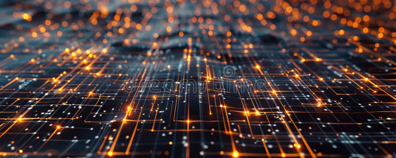 Advanced Technology-themed Artwork Featuring a Square Grid, Lines ...