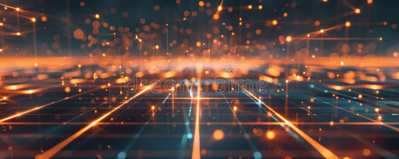 An Advanced Technology-themed Illustration Featuring a Square Grid ...