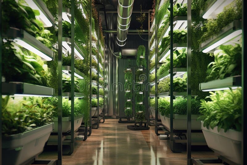 Advanced Technology in a Vertical Farming Setup Stock Illustration ...