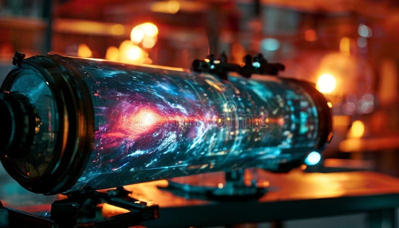 Advanced Telescope Displaying a Digital View of Deep Space Stock Photo ...