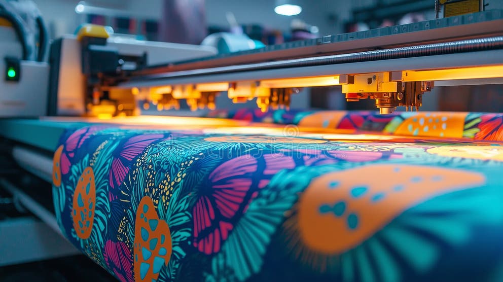 Advanced Textile Printing Process with Vibrant Patterns and Modern ...