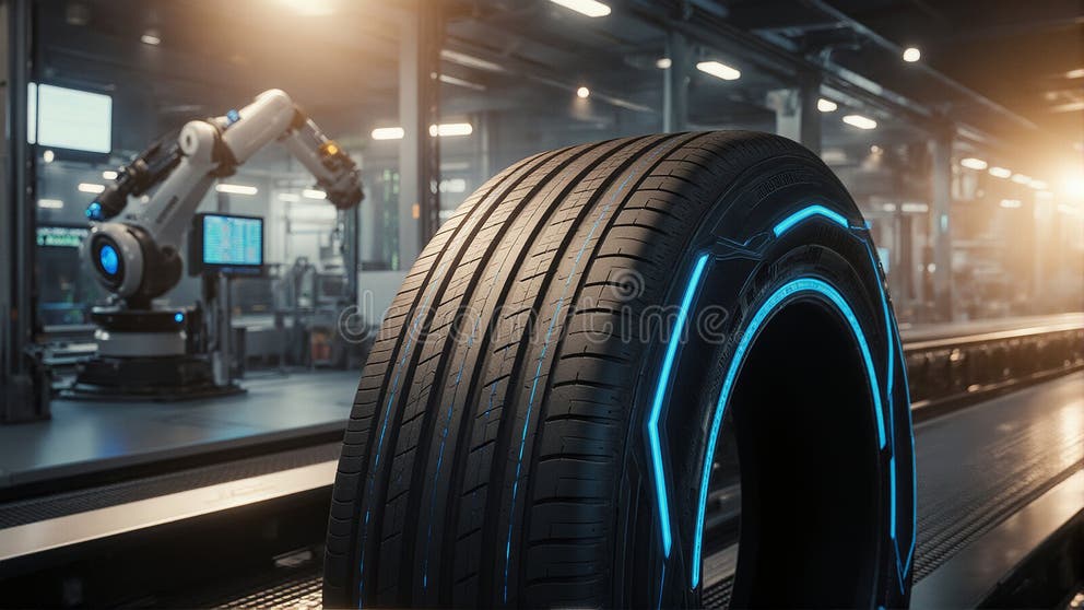 Advanced Tire Manufacturing: Precision Engineering in Action Stock Illustration - Illustration ...