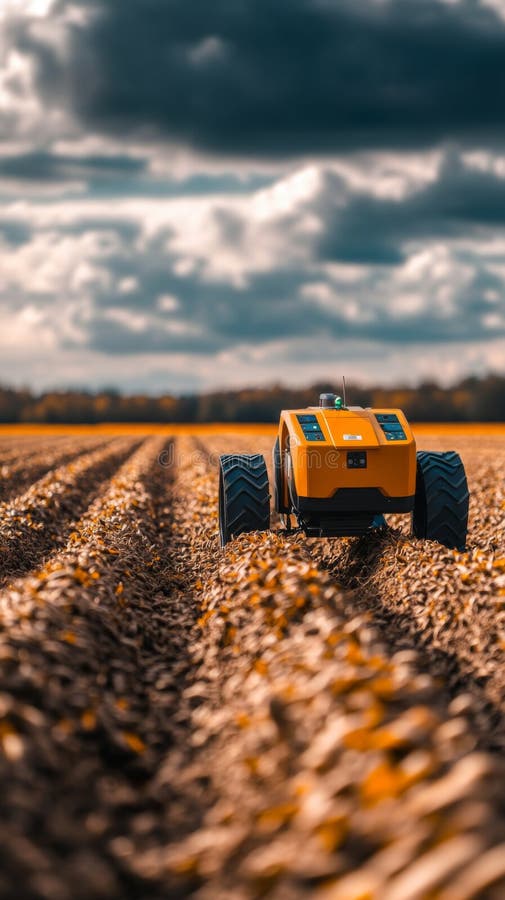 An Advanced Tractor Glides Seamlessly through Vibrant Fields. the ...