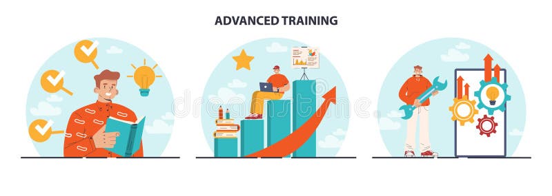 Advanced Training Set. Increasing of Business or Professional Competences Stock Illustration ...