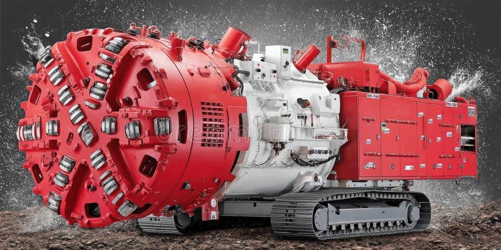 Advanced Tunnel Boring Machine with Dynamic Red Design for Urban ...