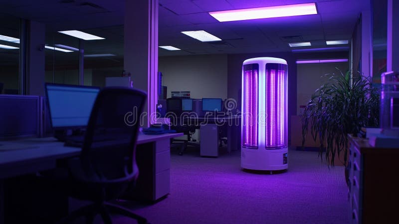 Advanced Ultraviolet Sanitizing Robot Operates in Empty Office Space ...