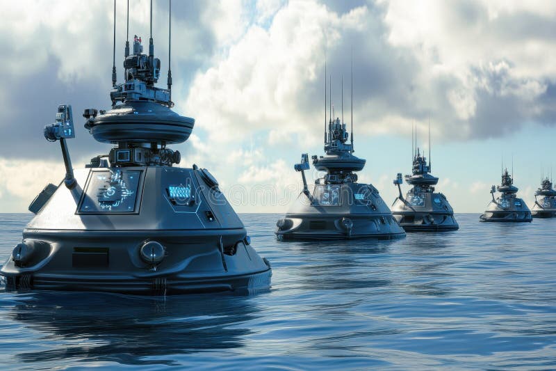 Advanced Underwater Drones Navigate through Calm Ocean Waters Under a ...