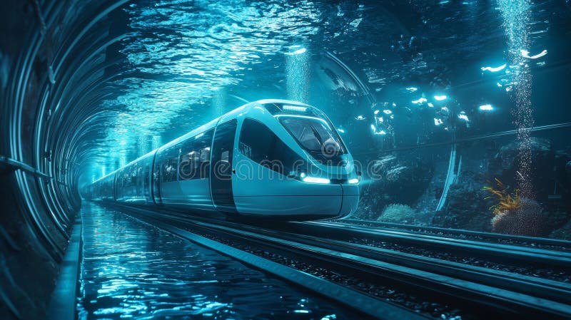 An Advanced Underwater Rail Tunnel with Rapid Transit Views and a ...
