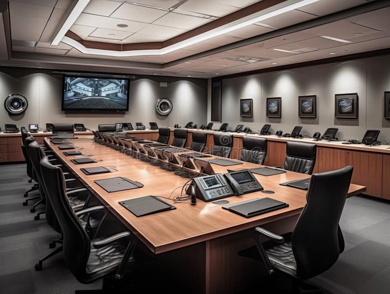 Advanced Videoconferencing in Conference Room Stock Illustration ...