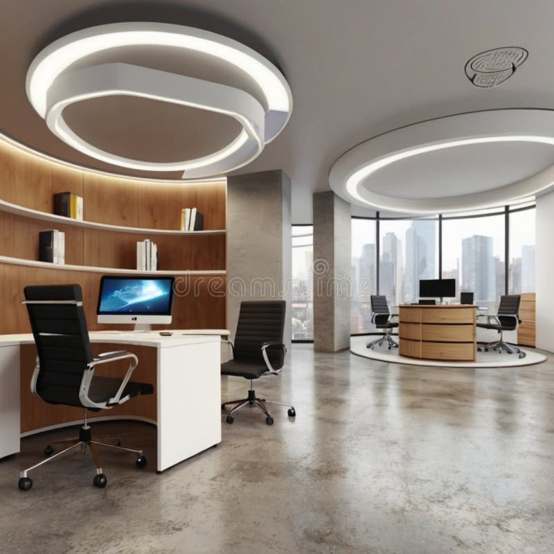 Advanced 360° Virtual Reality Office Interior Design Stock Illustration ...