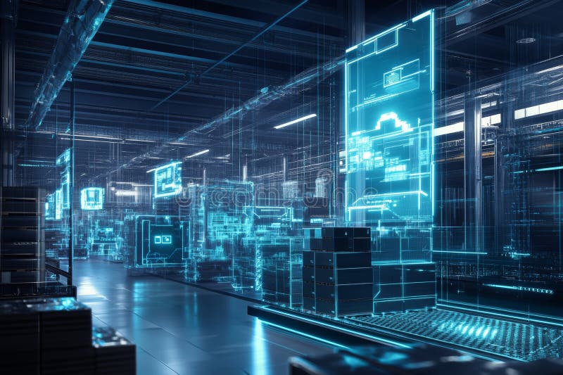 Advanced Warehouse Featuring Holographic Technology for Precision in ...