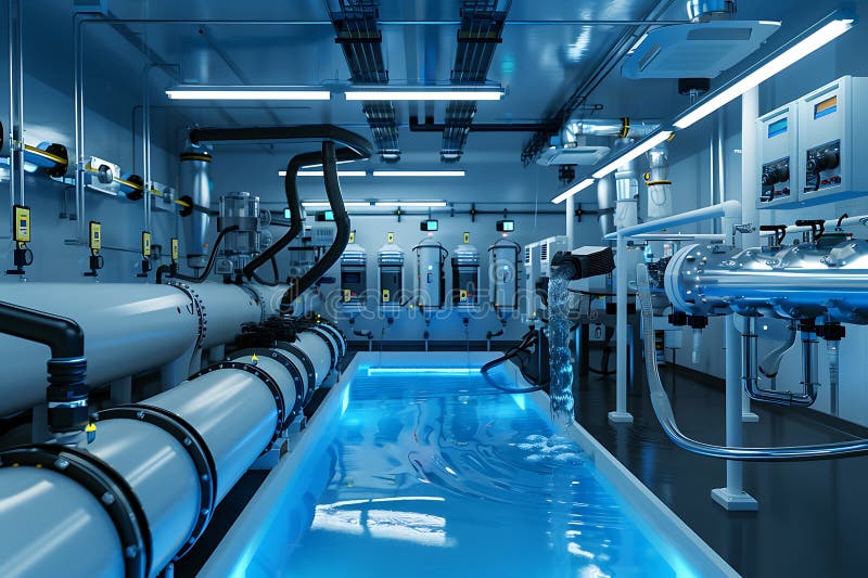 Advanced Water Treatment Facility Interior with Purification System ...