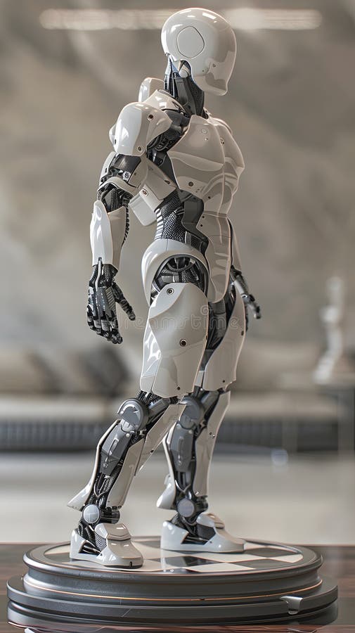 Futuristic Robot Model on Stand in High-Tech Setting Stock Image ...