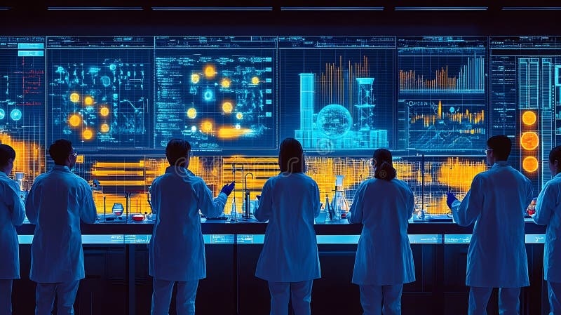 Advancing Science: Researchers Analyzing Data in a High-tech Laboratory ...