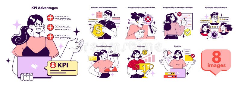 Advantages of Key Performance Indicators Implementation Set. Stock ...