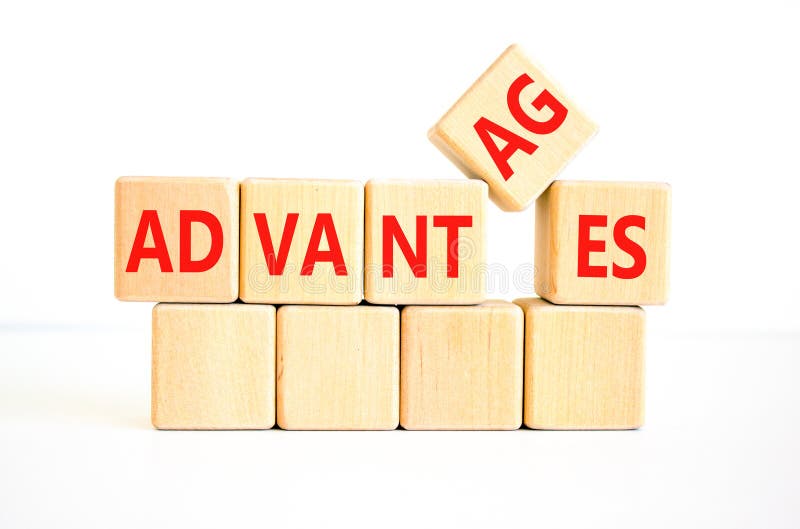 Advantages Symbol Concept Word Advantages On Beautiful Wooden Blocks