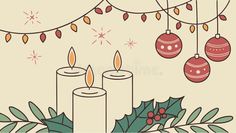 Advent Candles and Christmas Decorations. Cozy Lights Stock Vector ...