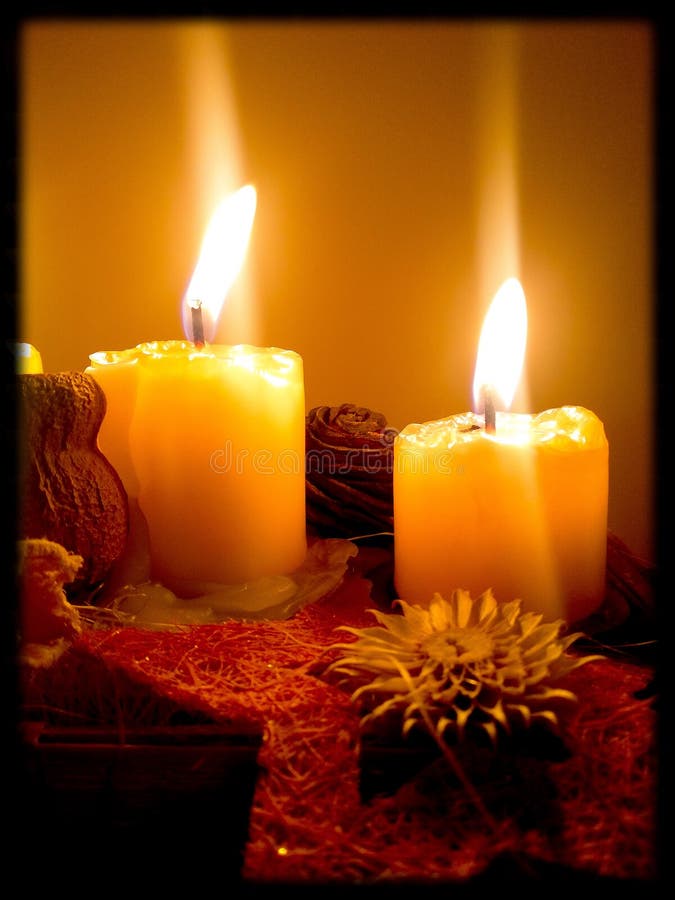 Advent Candles with a Small Flame. Stock Image - Image of advent ...