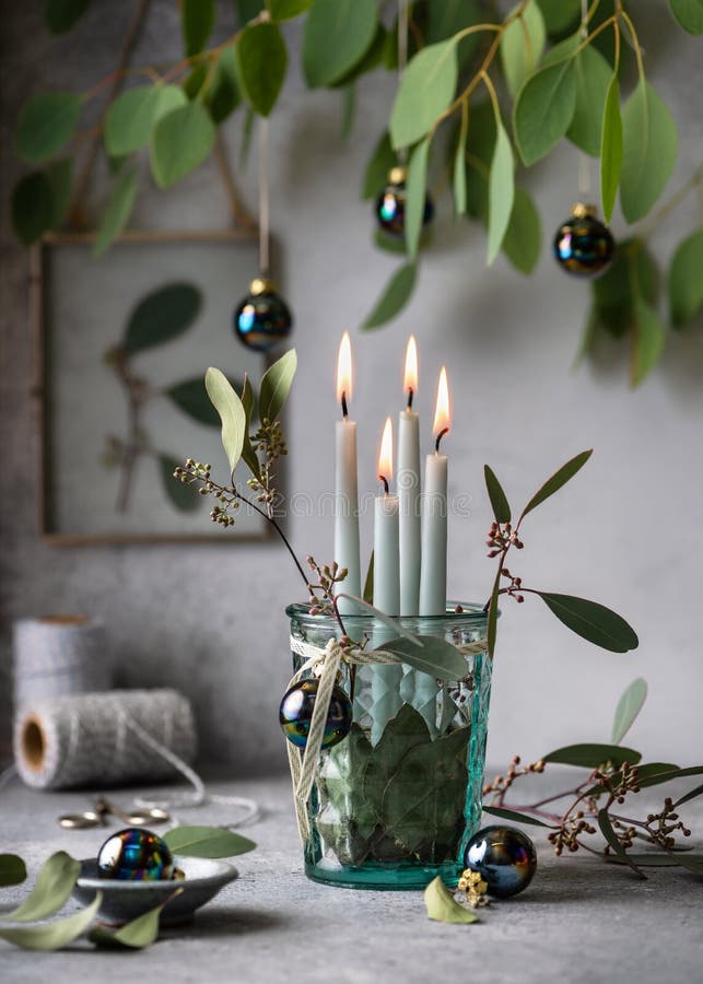 4. Advent. Christmas Decorations with Light Mint Color Advent Candles ... 4. Advent. Christmas Decorations with Light Mint Color Advent Candles ...