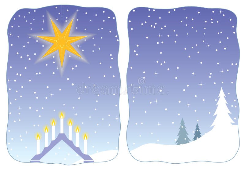 Advent Star Decorating a Snowy Window Stock Illustration - Illustration ...