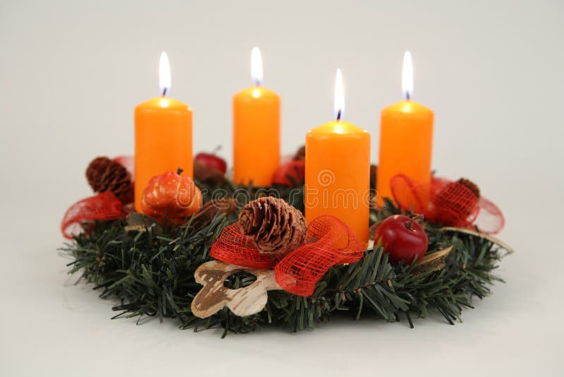 Orange advent wreath stock image. Image of design, candle - 17271189