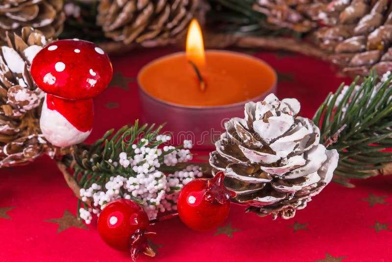 Advent Wreath with Burning Candle Stock Image - Image of wreath, burn ...
