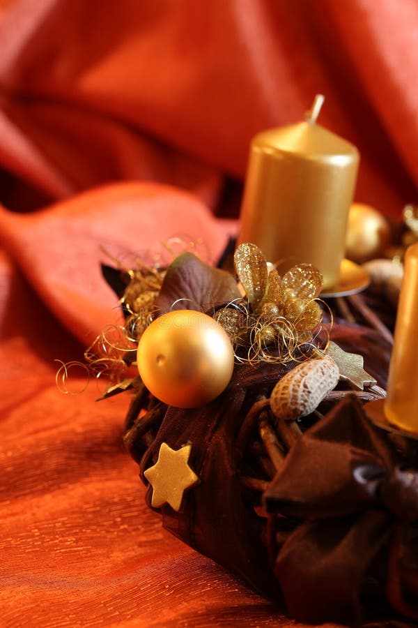Advent Wreath with Gold Candles Stock Photo - Image of elegant ...