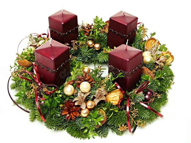 Advent Wreath with Maroon Candles Stock Image - Image of modern, advent ...