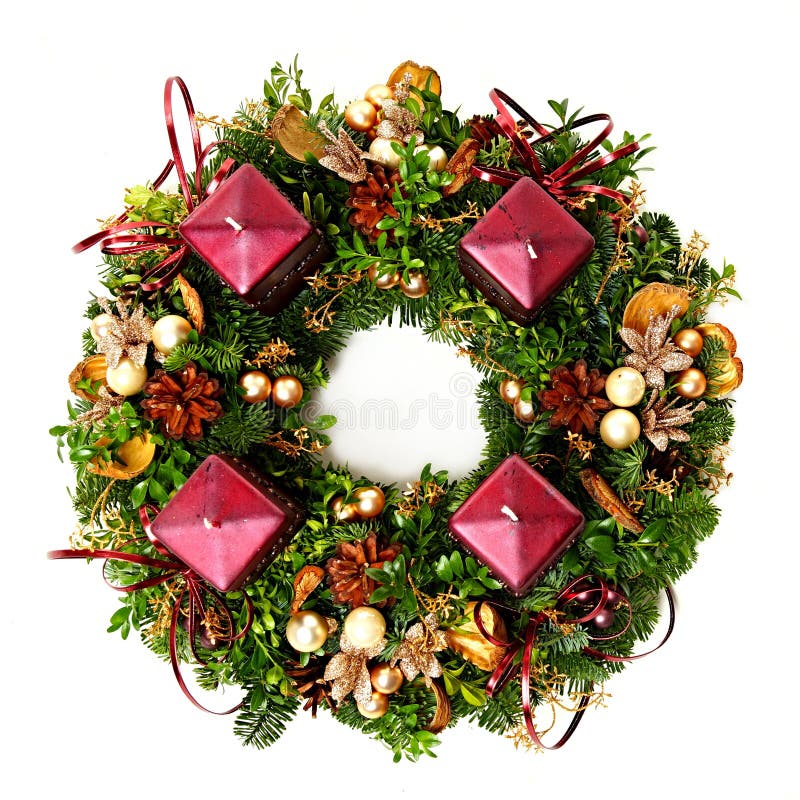 Advent Wreath with Maroon Candles Stock Image - Image of holiday, house ...