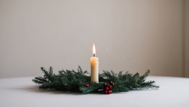 Advent Wreath with One Lit Candle on the First Advent. Stock Image ...