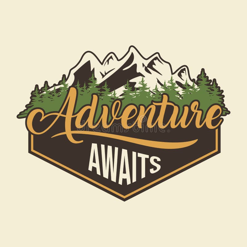Adventure Awaits Letter Nature Emblem Stock Vector - Illustration of ...