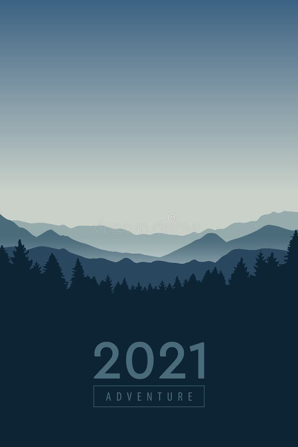 Adventure Blue Mountain Landscape Background Stock Illustration ...