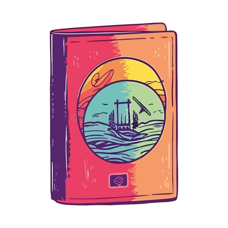 Adventure Book Cartoon with Blue Wave Stock Vector - Illustration of ...