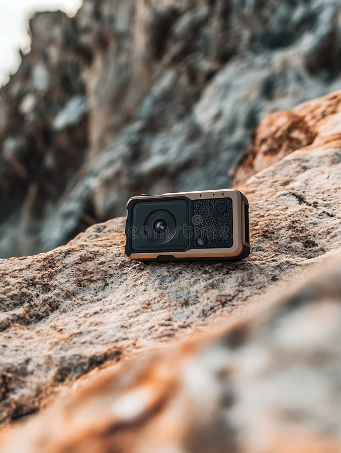 Adventure Camera: Rugged Tech Gear in Natural Setting Stock ...
