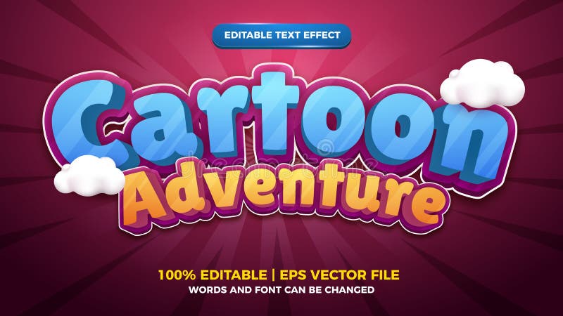 Adventure Cartoon Comic 3d Editable Text Style Effect Template Stock ...