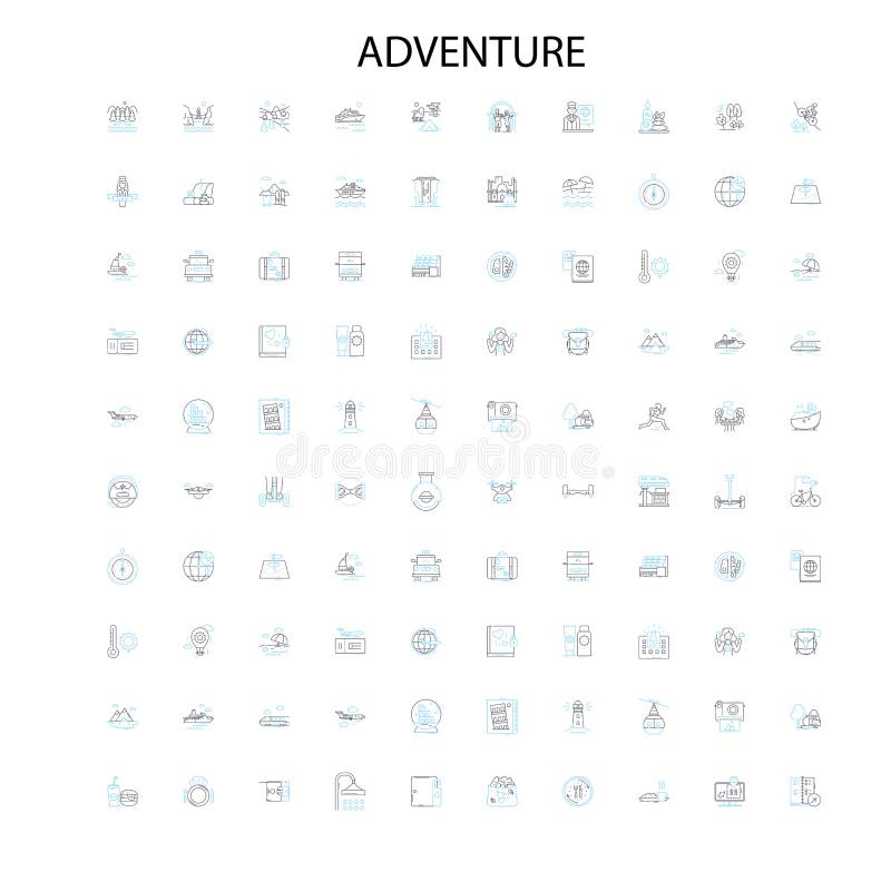 Adventure Concept Icons, Signs, Outline Symbols, Concept Linear ... Adventure Concept Icons, Signs, Outline Symbols, Concept Linear ...