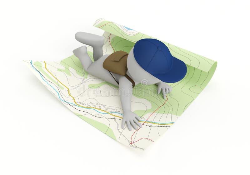 Tourist Reading Map Icon Vector Outline Illustration Stock Vector ...