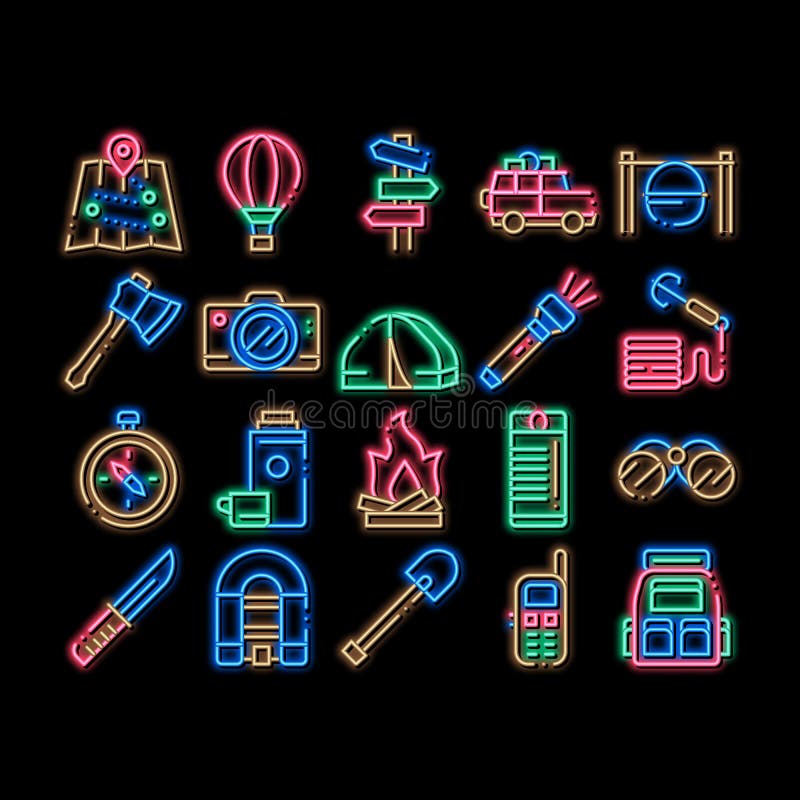 Adventure Neon Glow Icon Illustration Stock Vector - Illustration of ...